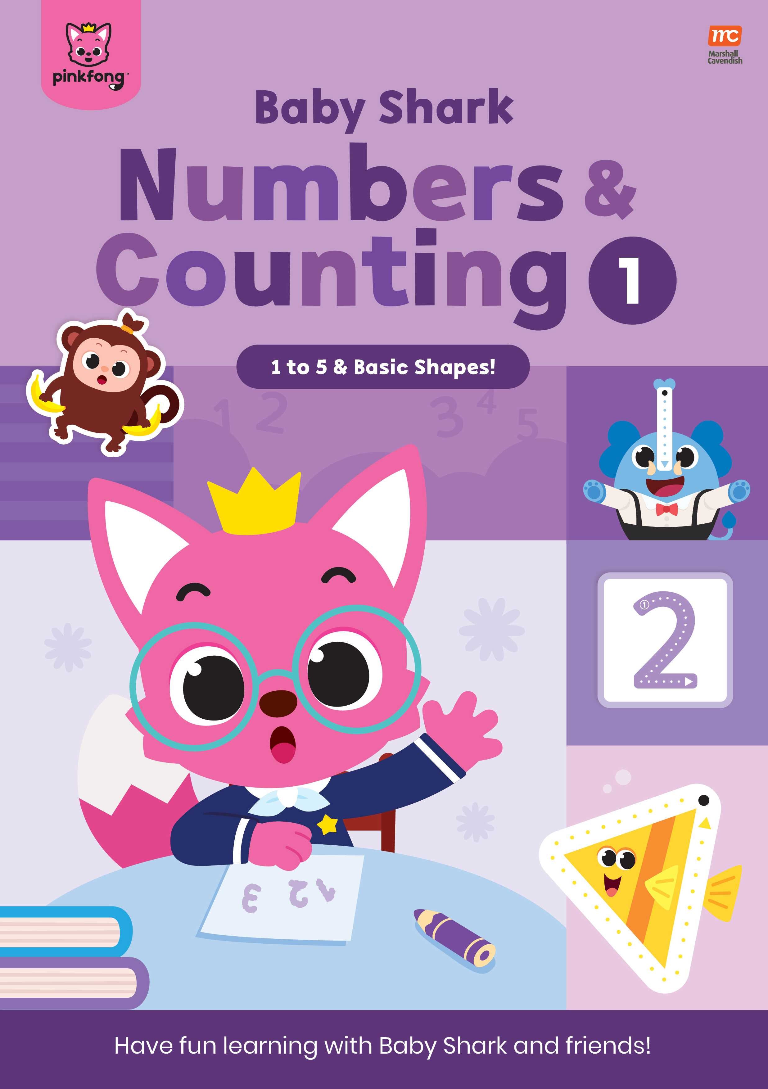 Baby Shark Numbers and Counting Activity Book 1: 1 to 5 & Basic Shapes ...