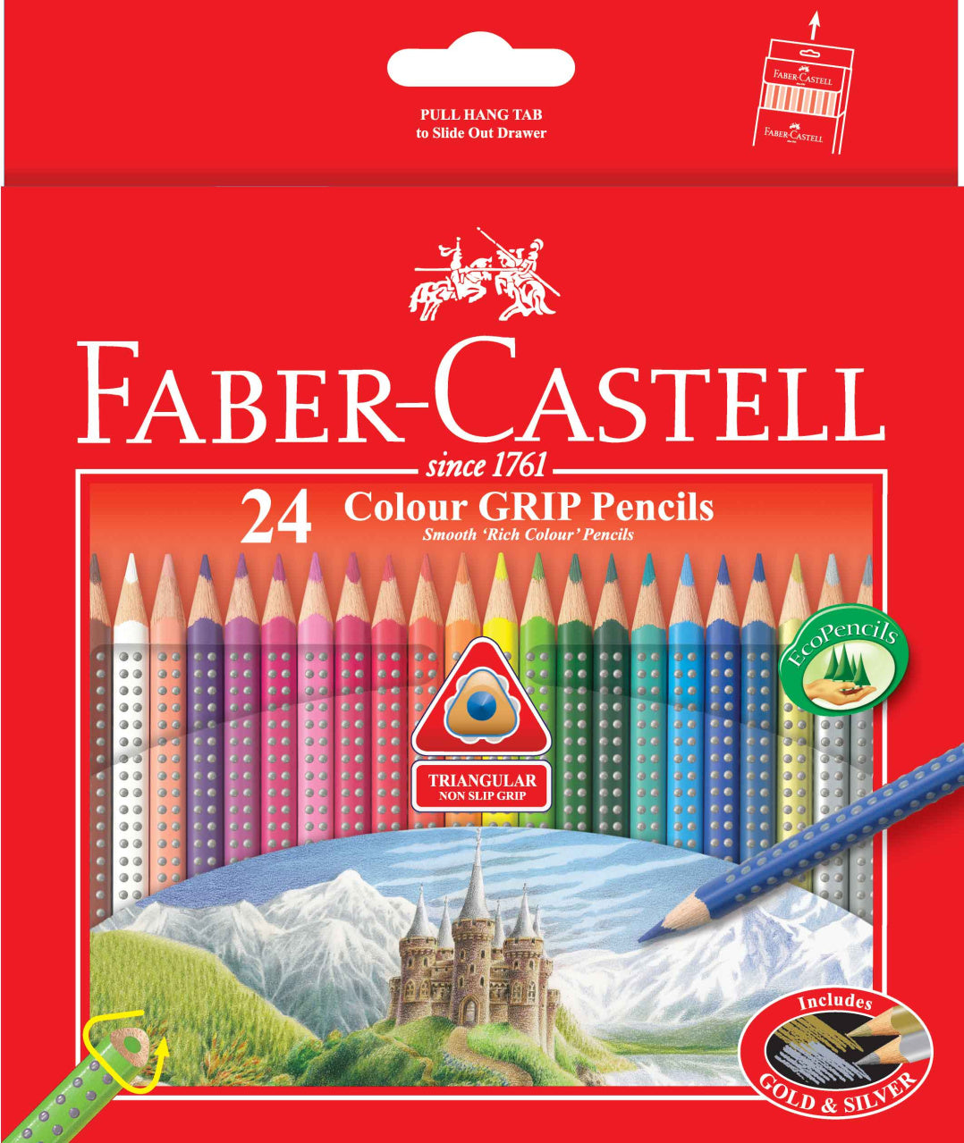 Faber-Castell Colour Grip Colour Pencils, 24 Colours Long-116253 ...