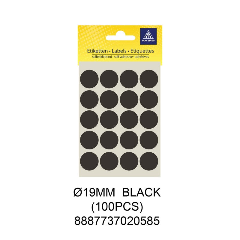 MS-COL LABEL DOTS 19MM, BLACK (100PCS) – Popular Book Company Pte Ltd