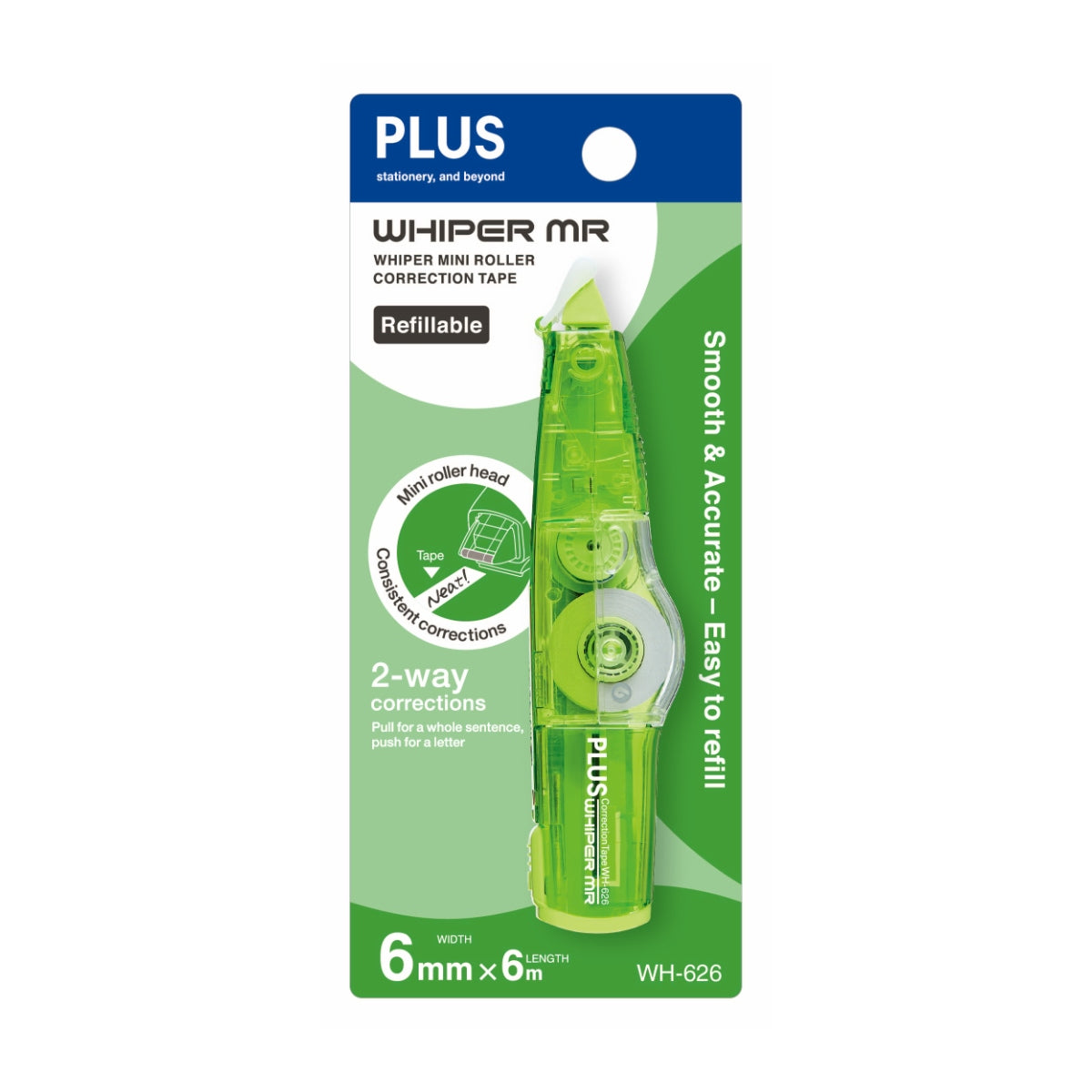 Plus Whiper Mr Correction Tape - Green – Popular Book Company Pte Ltd