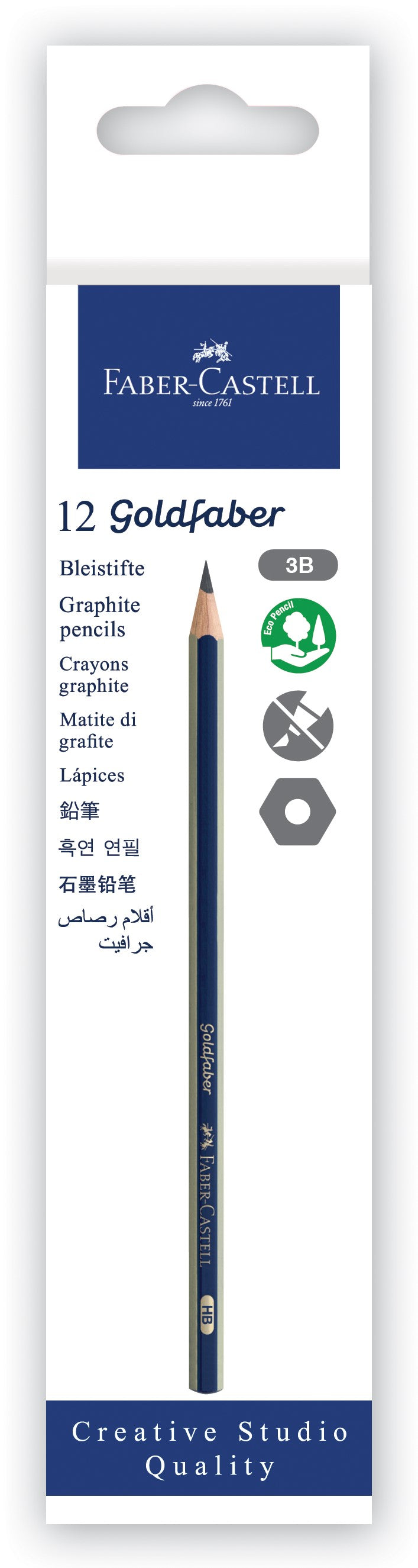 Faber-Castell Goldfaber 1221 Graphite Pencils 3B in Box-112503 ...