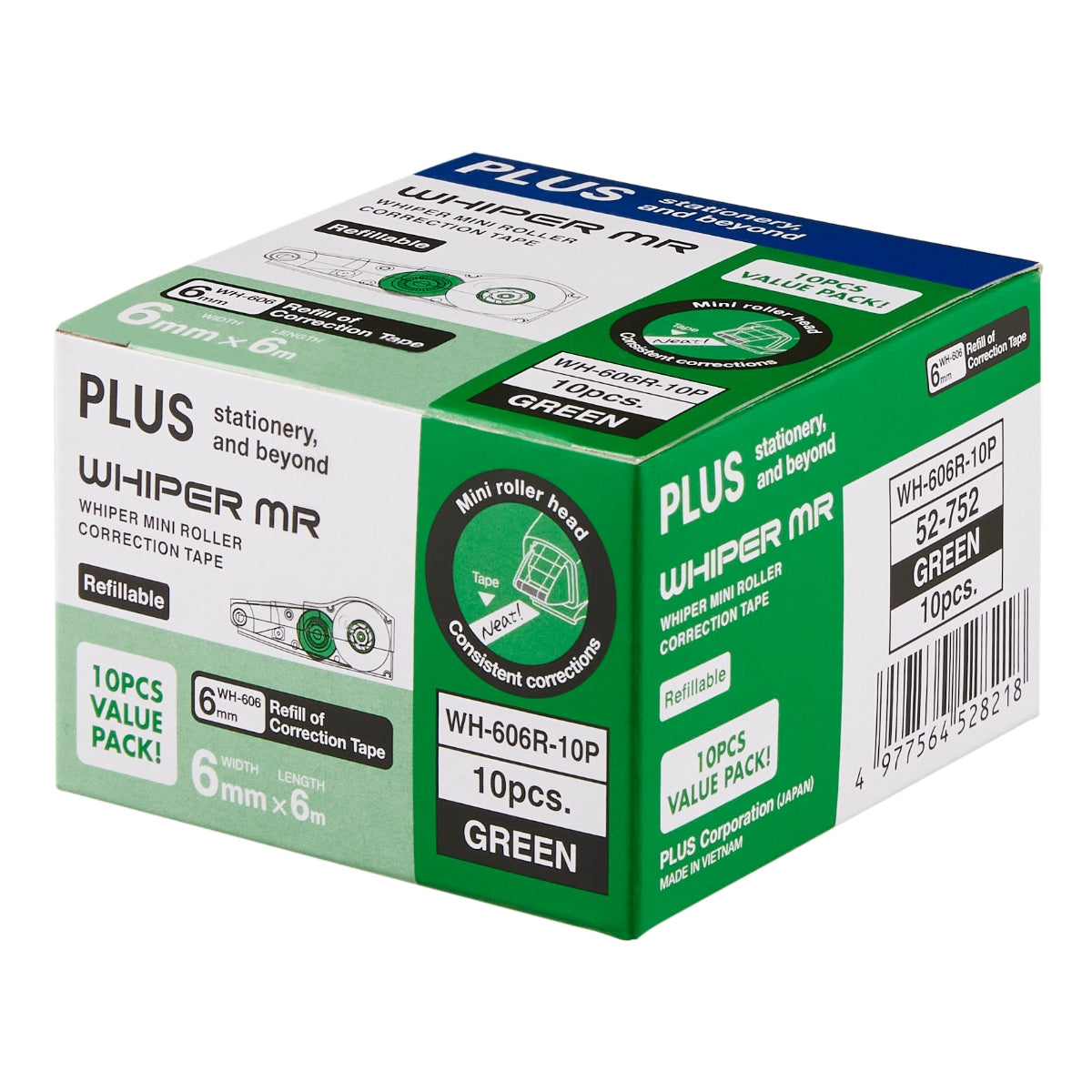 Plus Whiper MR Correction Tape Refills (Green) – Popular Book Company ...