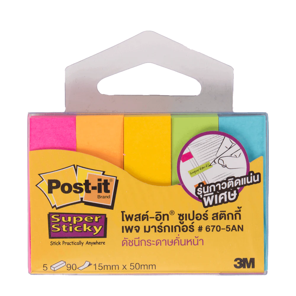 Post-it® 670-5AN SSN Super Sticky Page Markers, 15x50mm – Popular Book ...