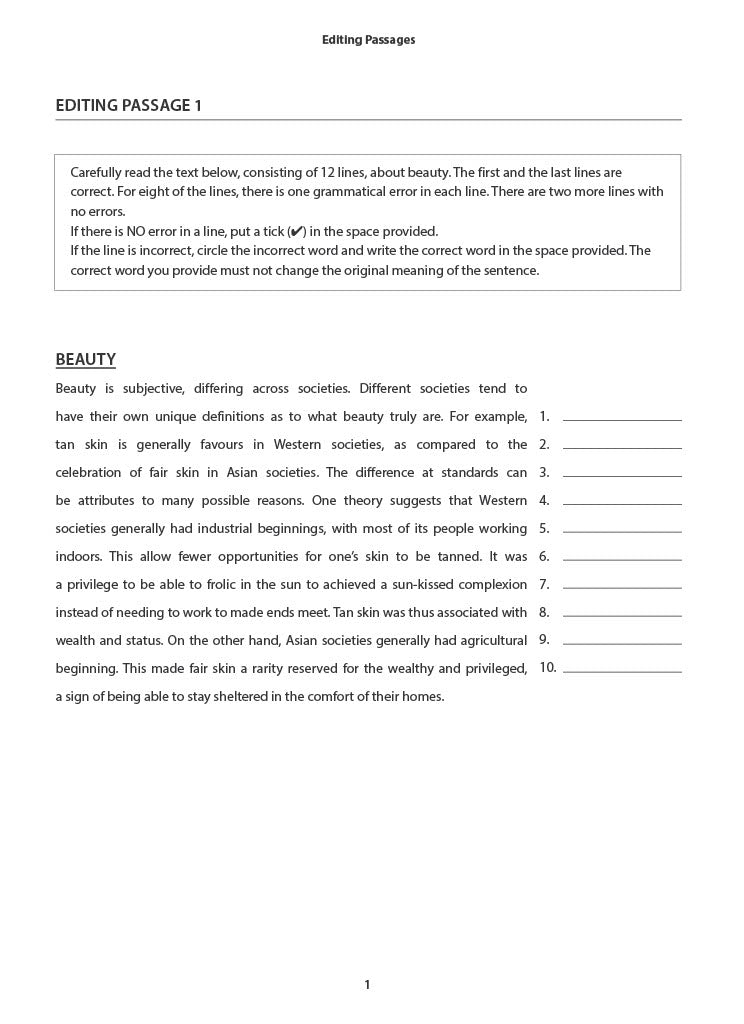 English Editing Practice Secondary 1 Express / Normal (academic) Secon ...