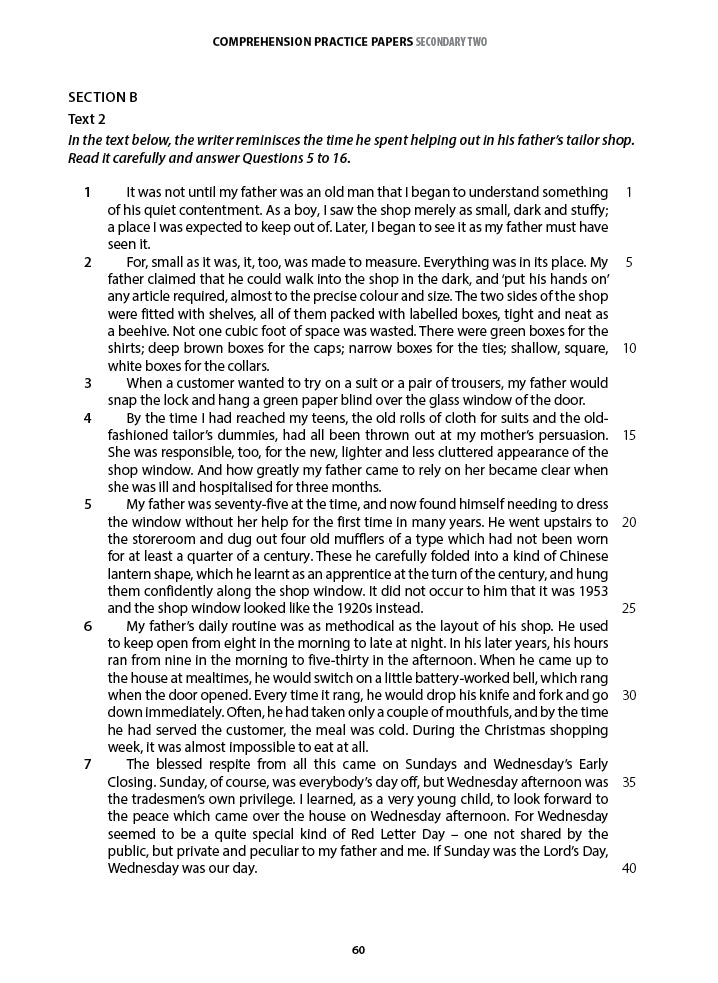 Secondary 2 English Comprehension Practice Papers – Popular Book ...