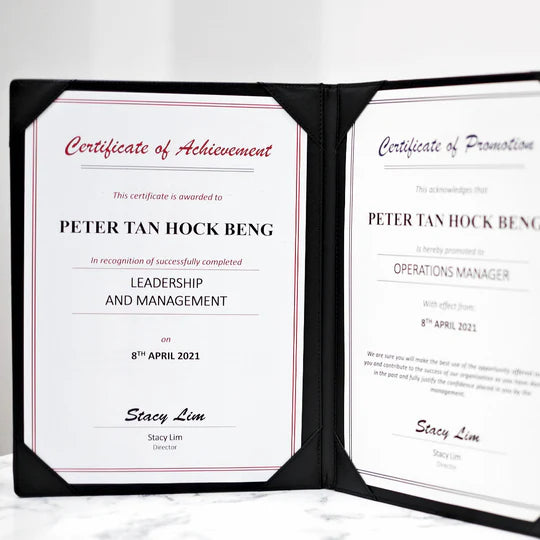 R'fillae A4 Pu Leather Black Certificate Folder With 4-corner Slots ...