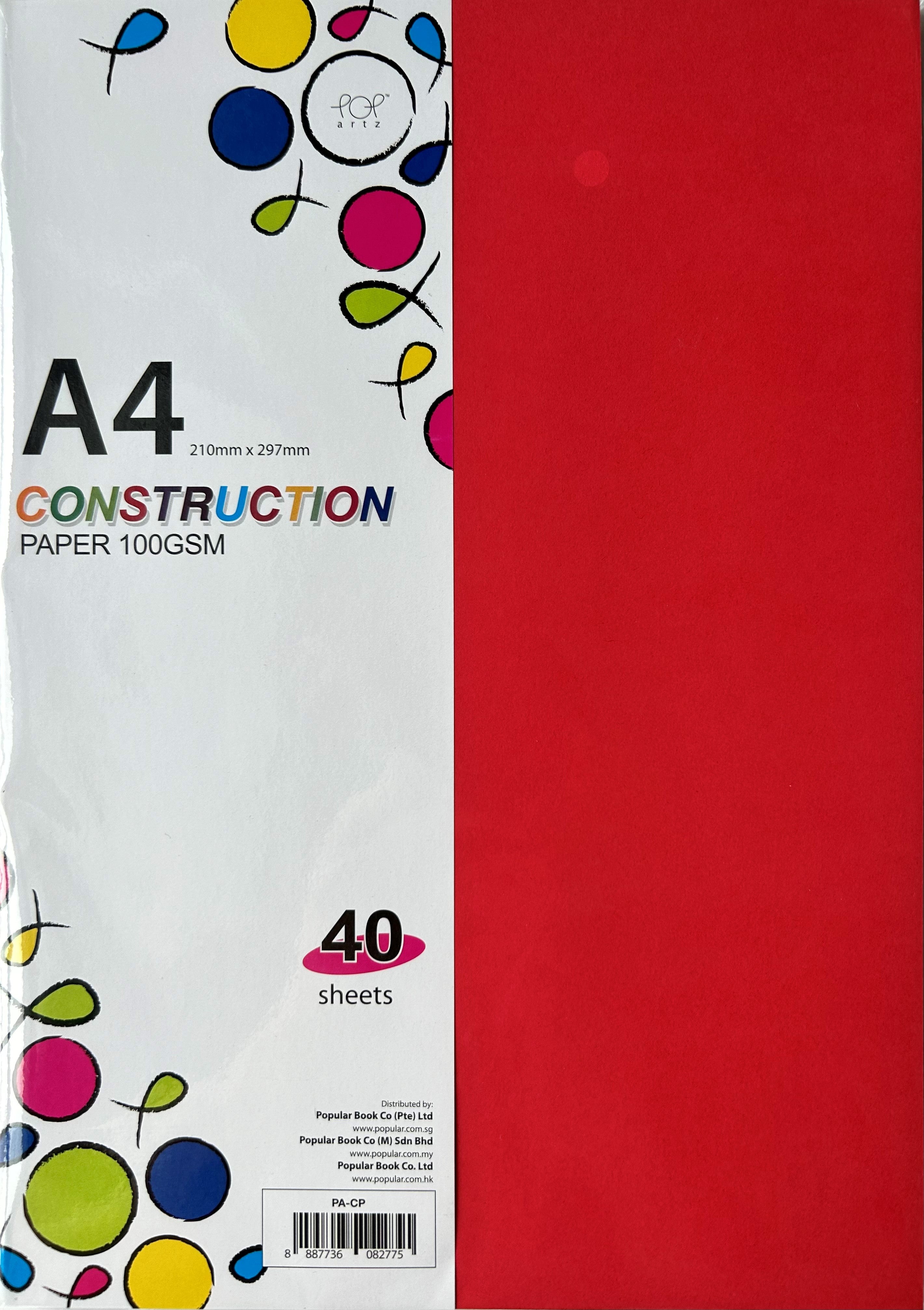 PA Construction Paper A4 100g 40's – Popular Book Company Pte Ltd