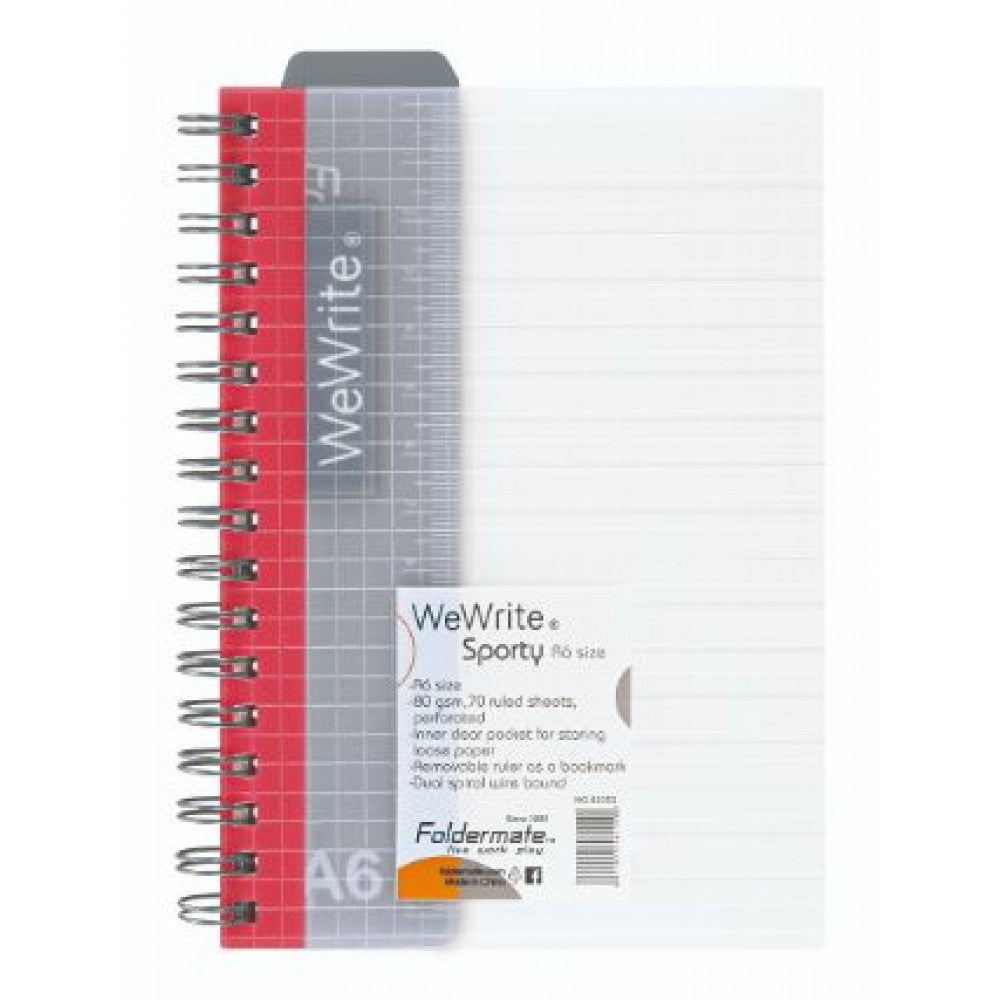 FOLDERMATE WEWRITE SPORTY SERIES SPIRAL NOTE BOOK A6 RED – Popular Book ...