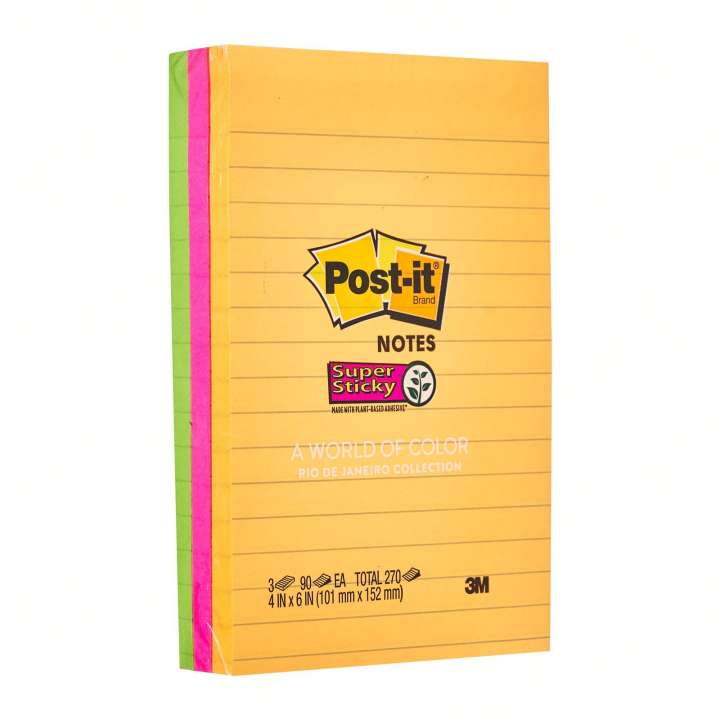 3M Post-It Super Sticky Lined Notes 660-3SSUC, 4X6" – Popular Book ...